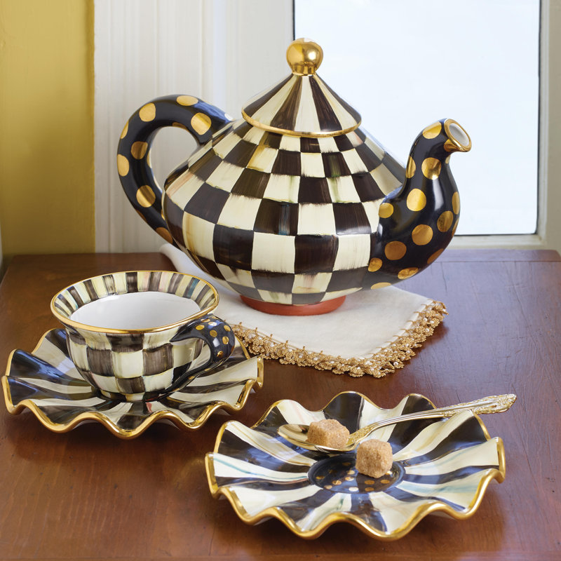 MacKenzie-Childs Courtly Check® Ceramic Teapot | Wayfair