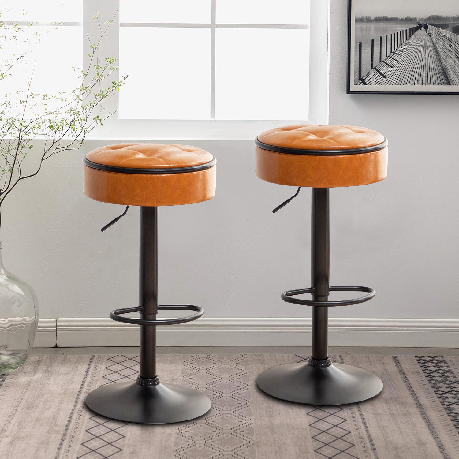 George Oliver Dariyana Swivel Upholstered Adjustable Height Counter ...