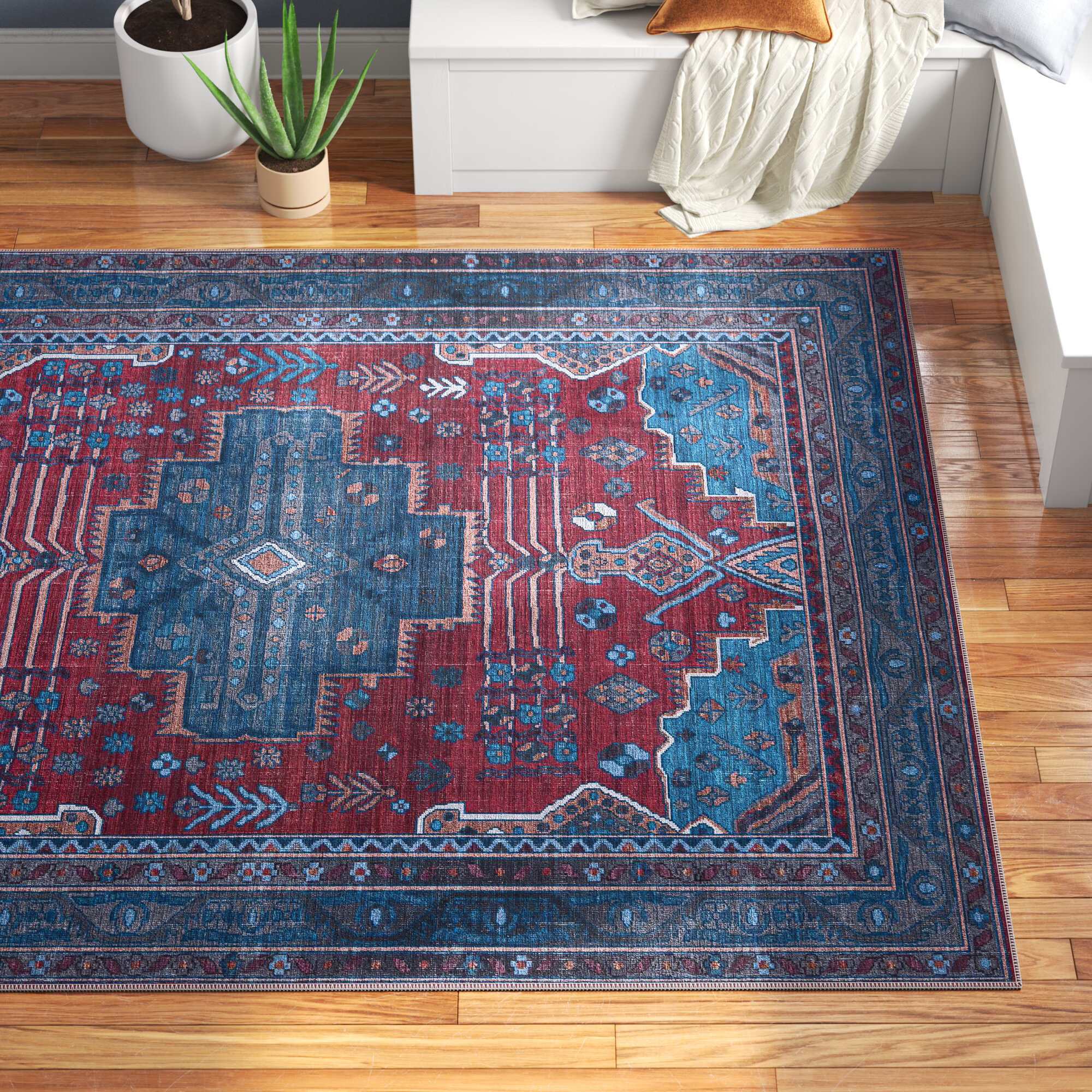 Langley Street Guthridge Oriental Area Rug in Red/Blue & Reviews | Wayfair