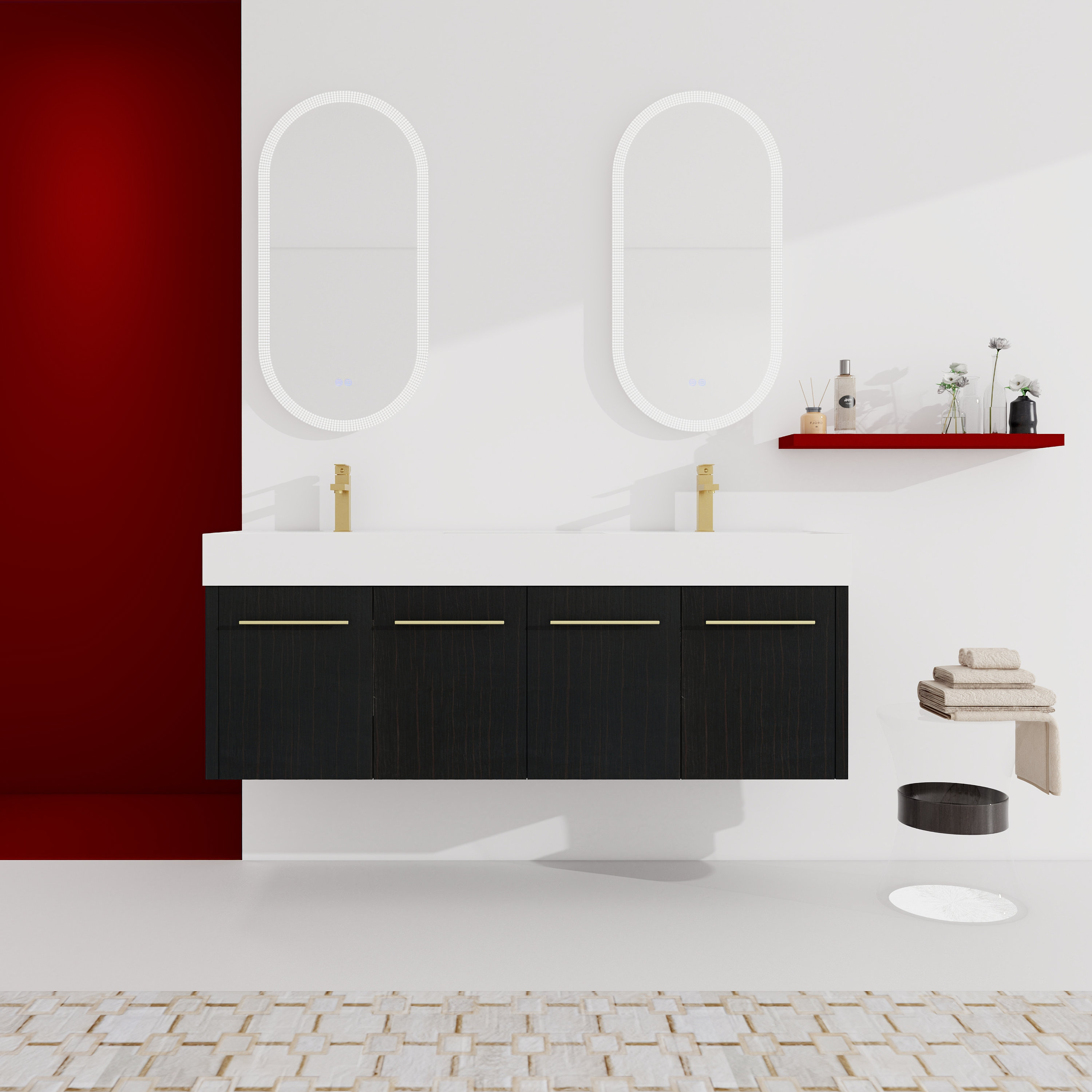 Mercer41 Allisia 59'' Double Bathroom Vanity with Resin Top | Wayfair