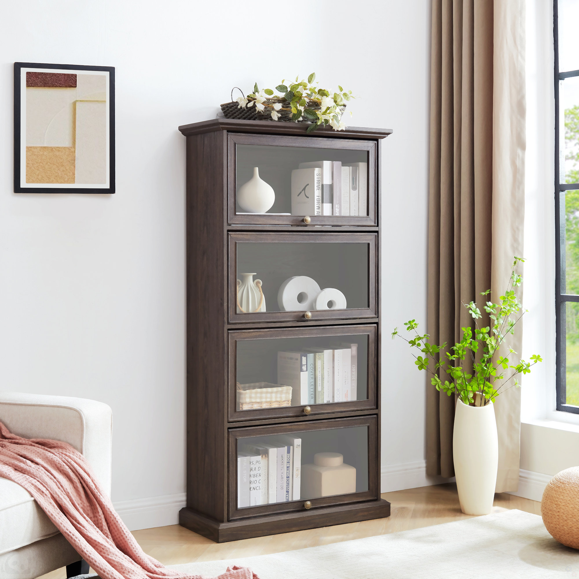 Red Barrel Studio® Glass Display Cabinet 4 Tier Glass Display Cabinet ...