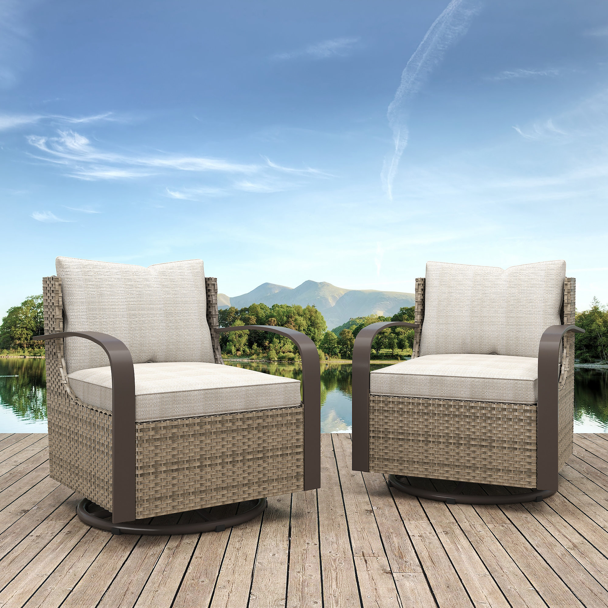 Red Barrel Studio Premium Double-Handed Swivel Chair Set Of 2 ...