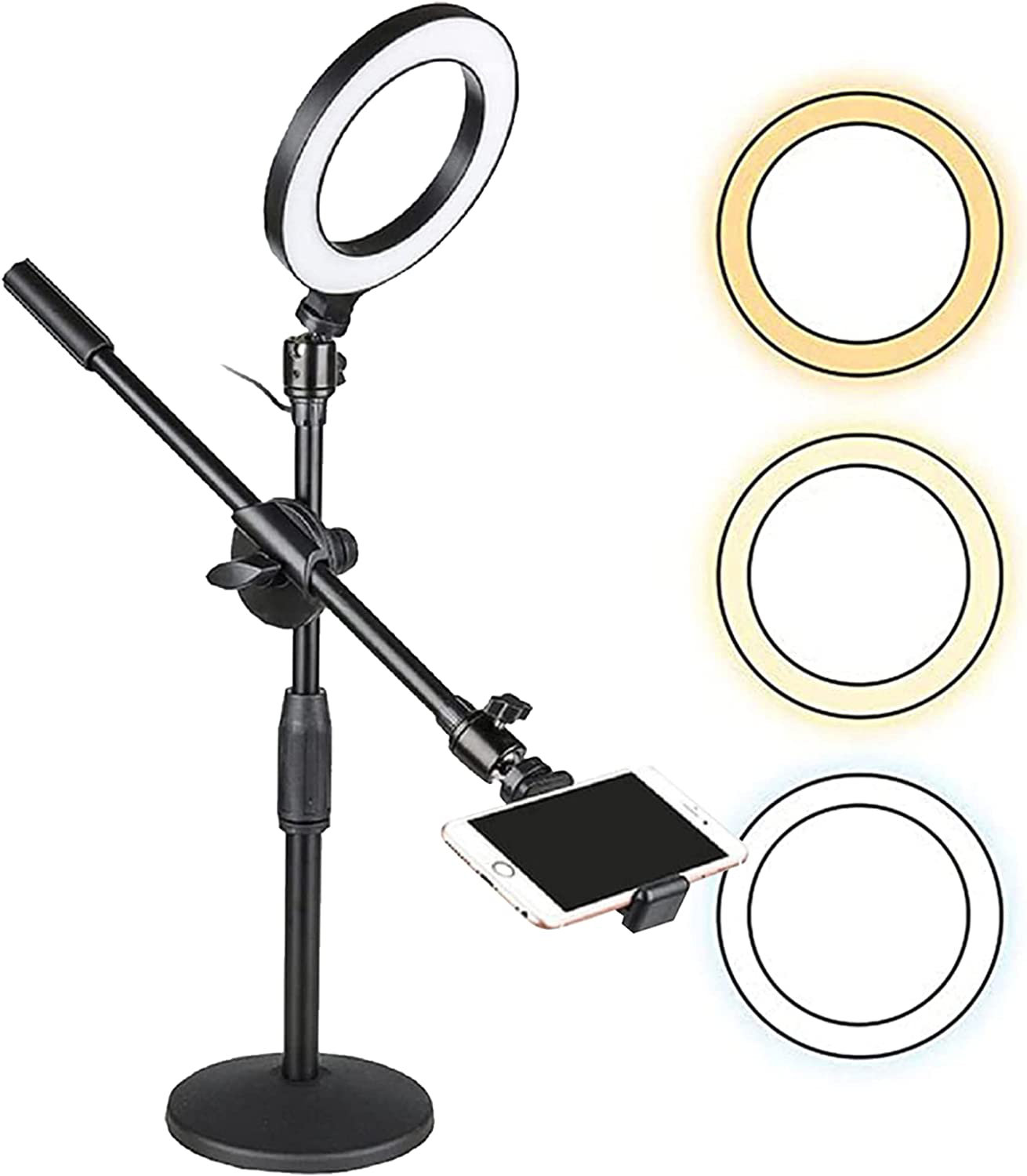 5 CORE 5 Core 6 Inch Ring Light with Phone Mount Dimmable Selfie LED ...