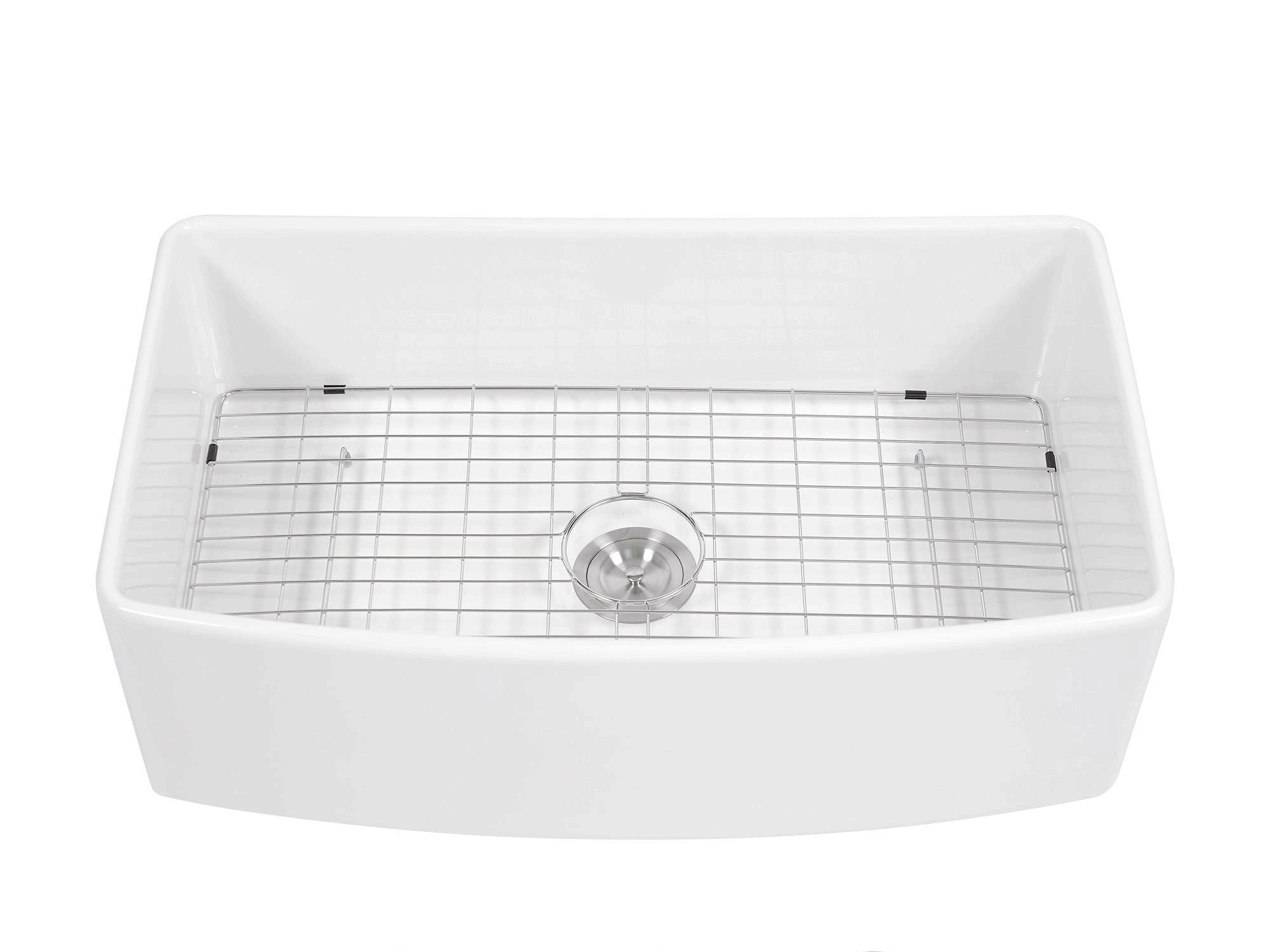LICEN-Home White Farmhouse Sink - White Kitchen Sink Ceramic Arch Edge ...