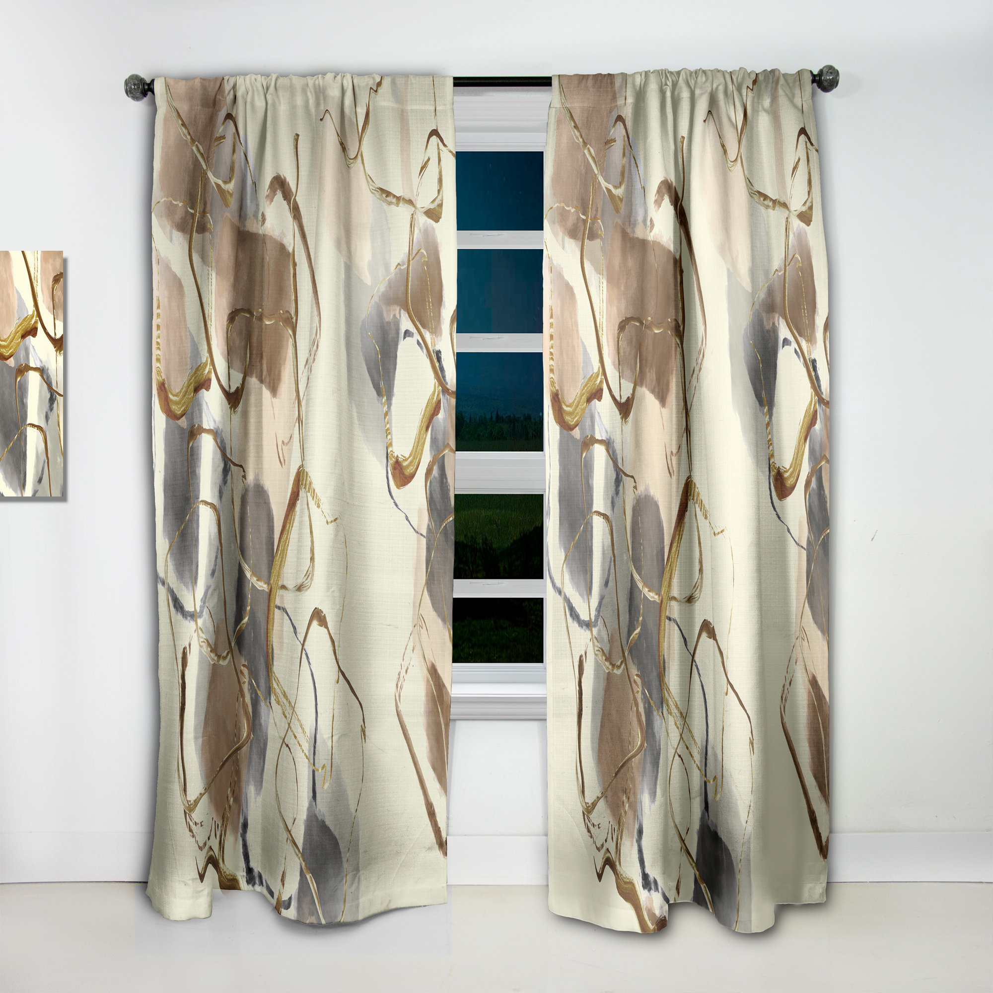 East Urban Home Gold Glam Squares V - Glam Blackout Curtain Single ...