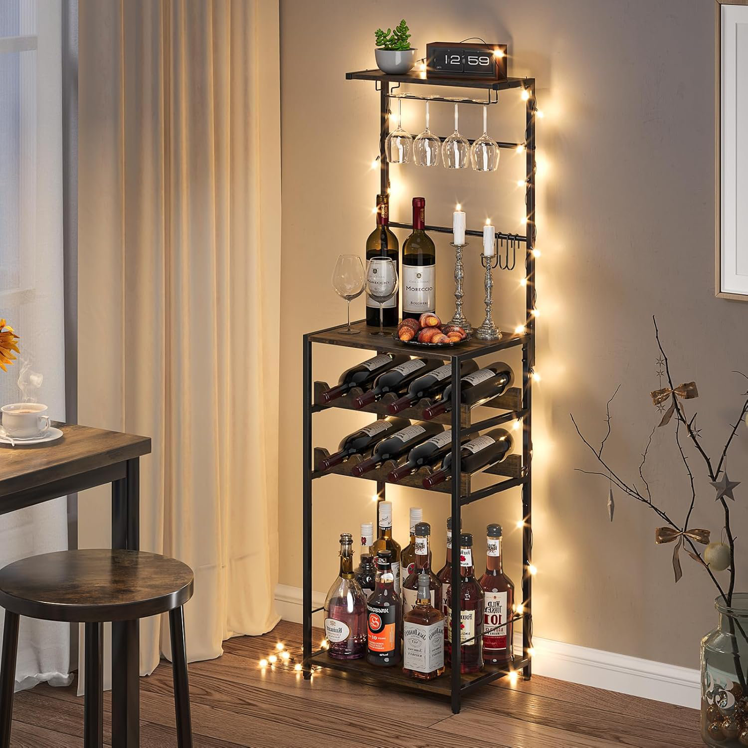 17 Stories 5-Tier Wine Rack Freestanding Floor, Liquor Bar Stand With ...