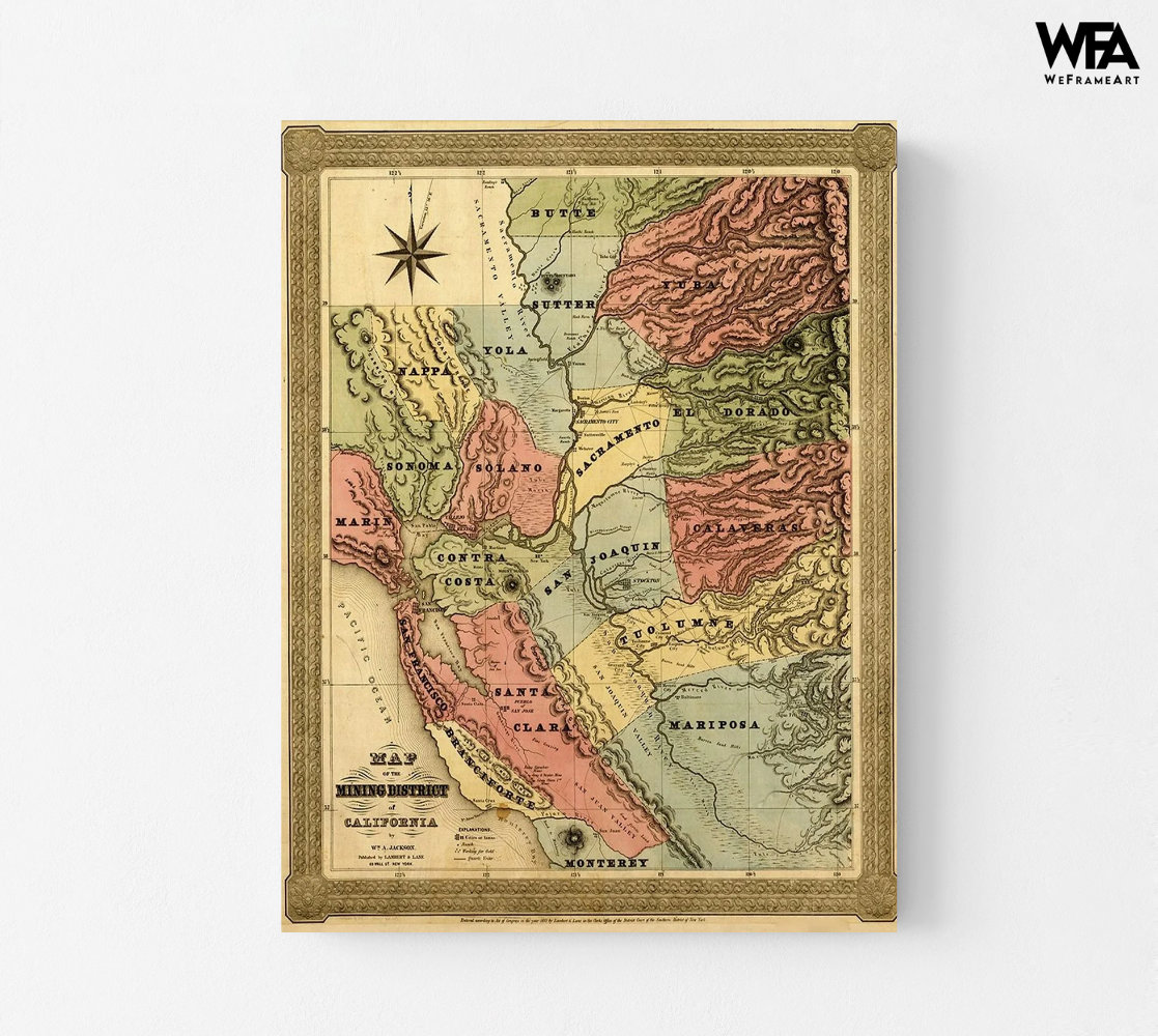 WeFrameArt California Mining District 1851, US Mining History Poster ...