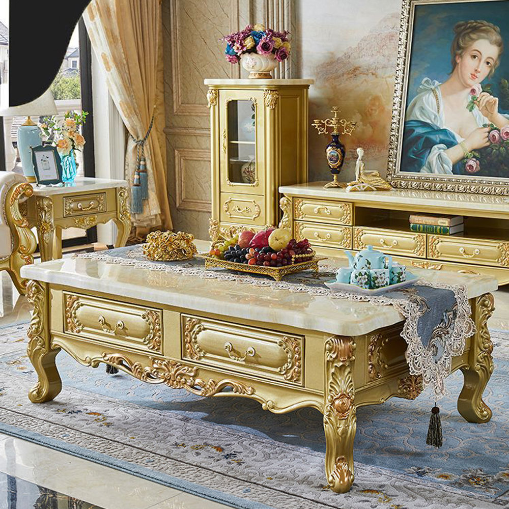 Bkoksety European Luxury Carved Marble Coffee Table | Wayfair