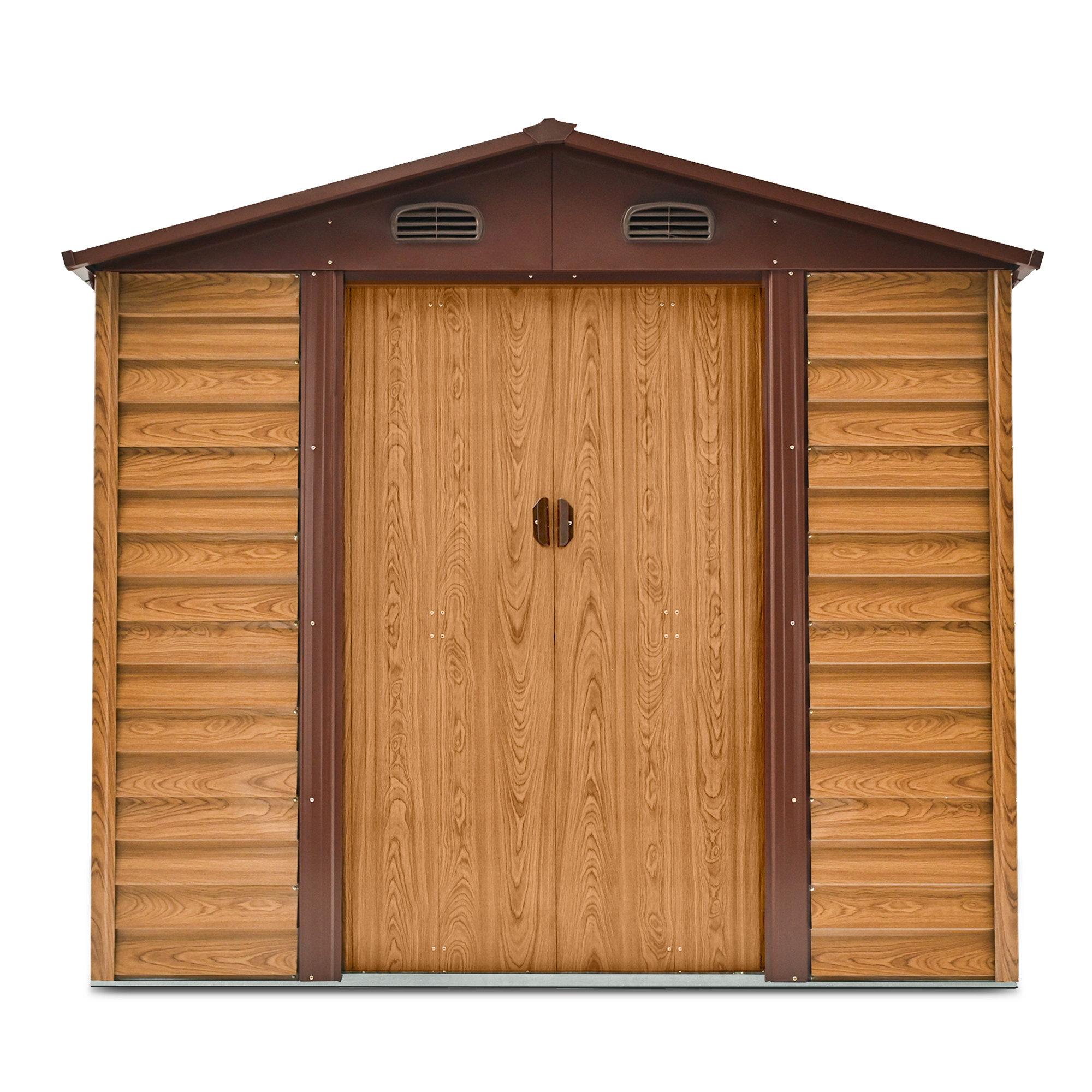 EGEIROS LIFE 8 ft. x 6 ft. Outdoor Storage Shed, Wood Grain Metal Shed ...