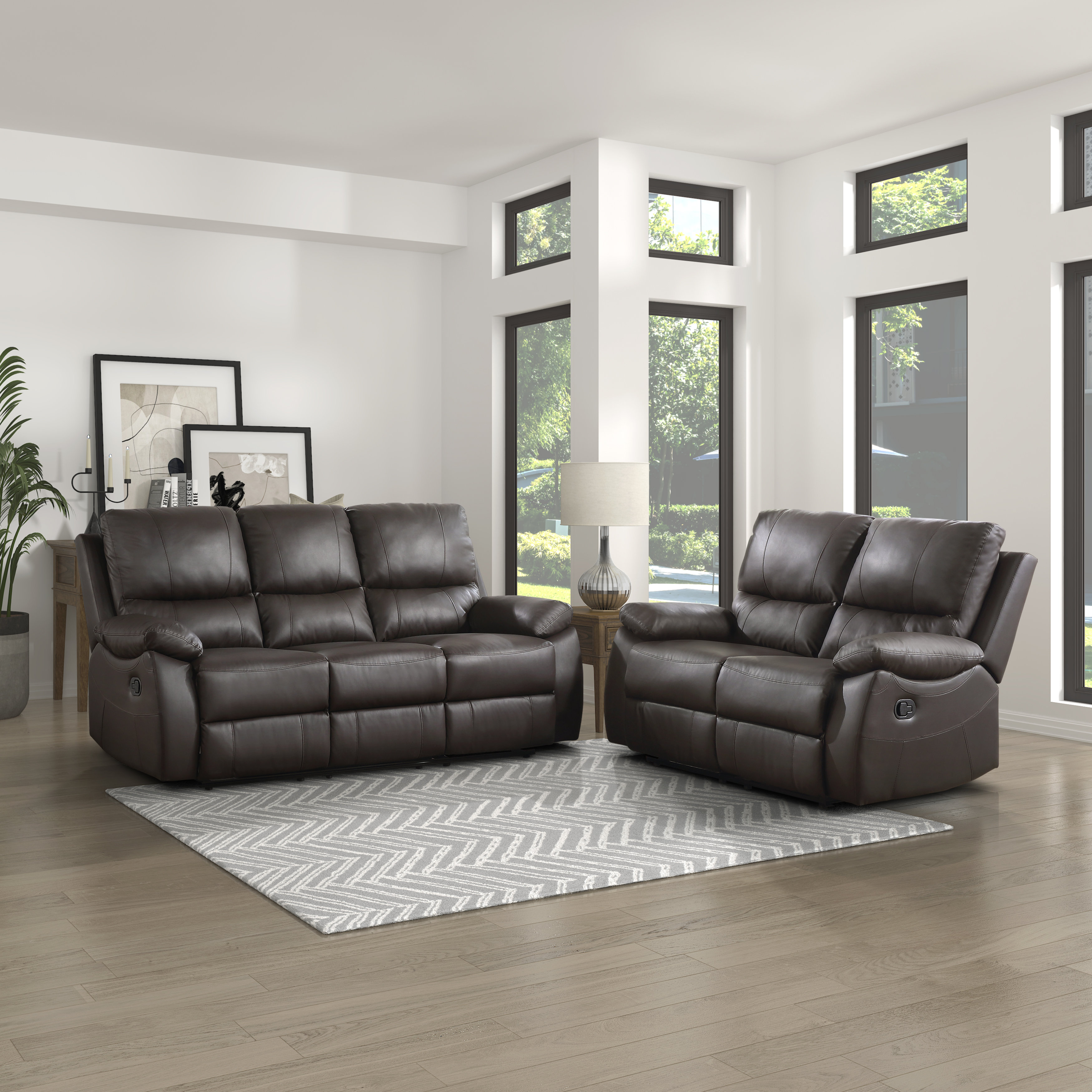 Red Barrel Studio® Rostand Transitional Vegan Leather 2-Piece Living ...