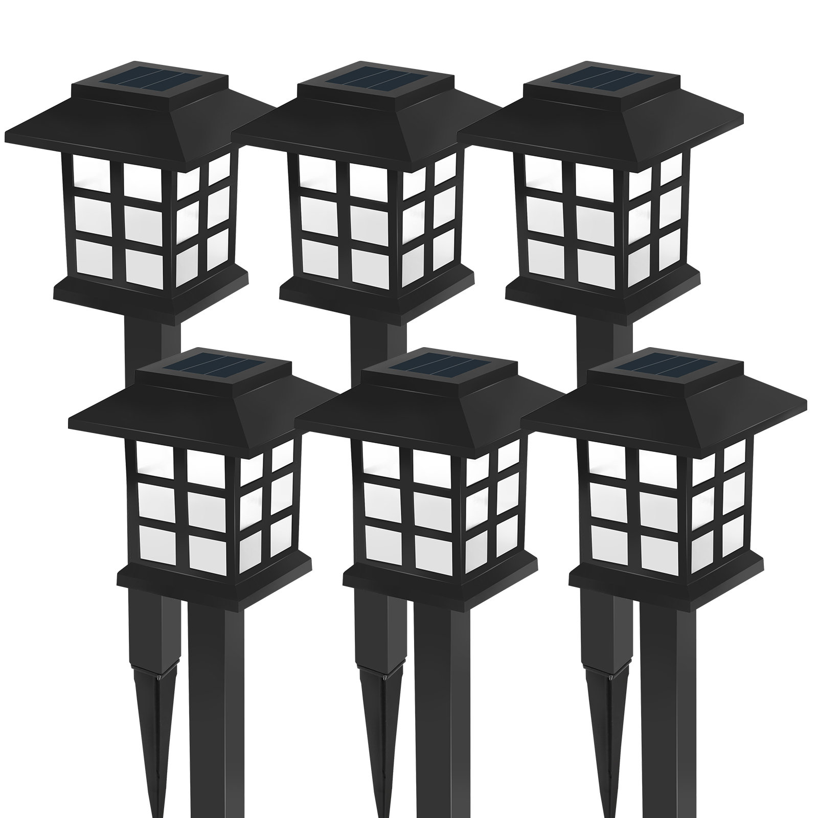 EUROSAKURA Black Low Voltage Solar Powered Integrated LED Pathway Light ...