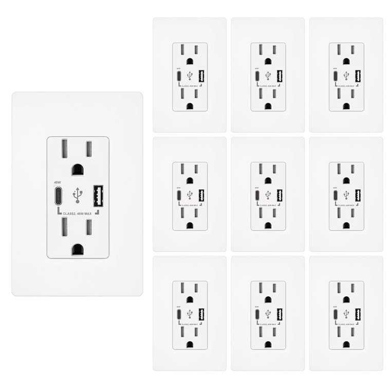 EZsport 45W USB C Outlet PD,Power Delivery Decora Receptacle,15Amp ...