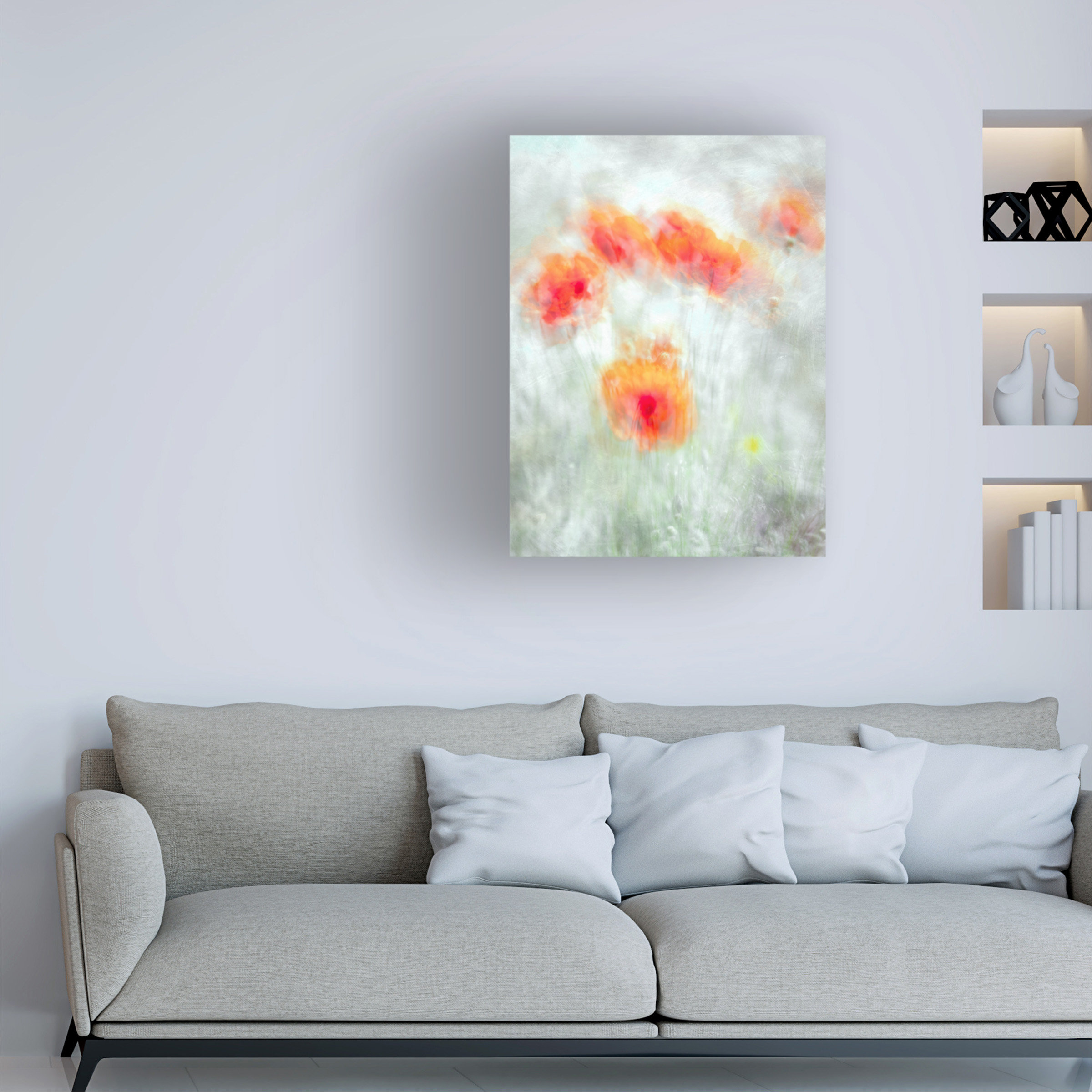 Wade Logan® Red Corn Flowers On Canvas by Majid Behzad Print | Wayfair