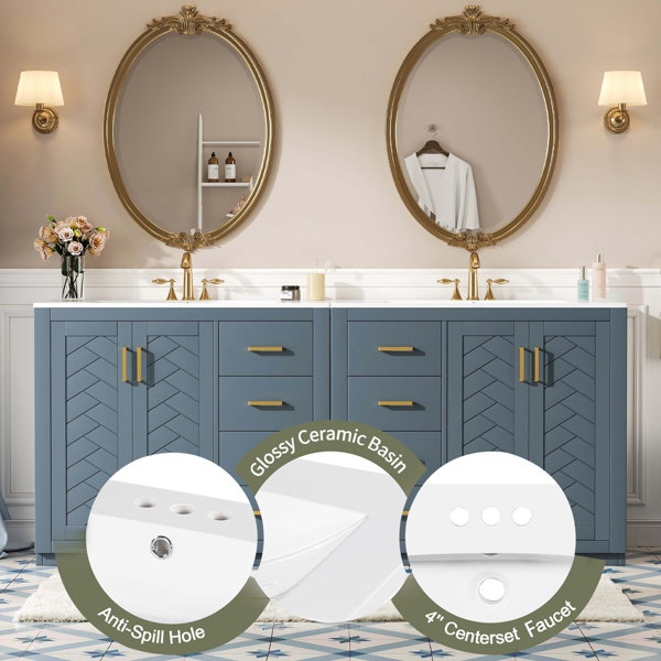 ROOM FULL 72'' Bathroom Vanity with Ceramic Sink (Separate) Frame ...