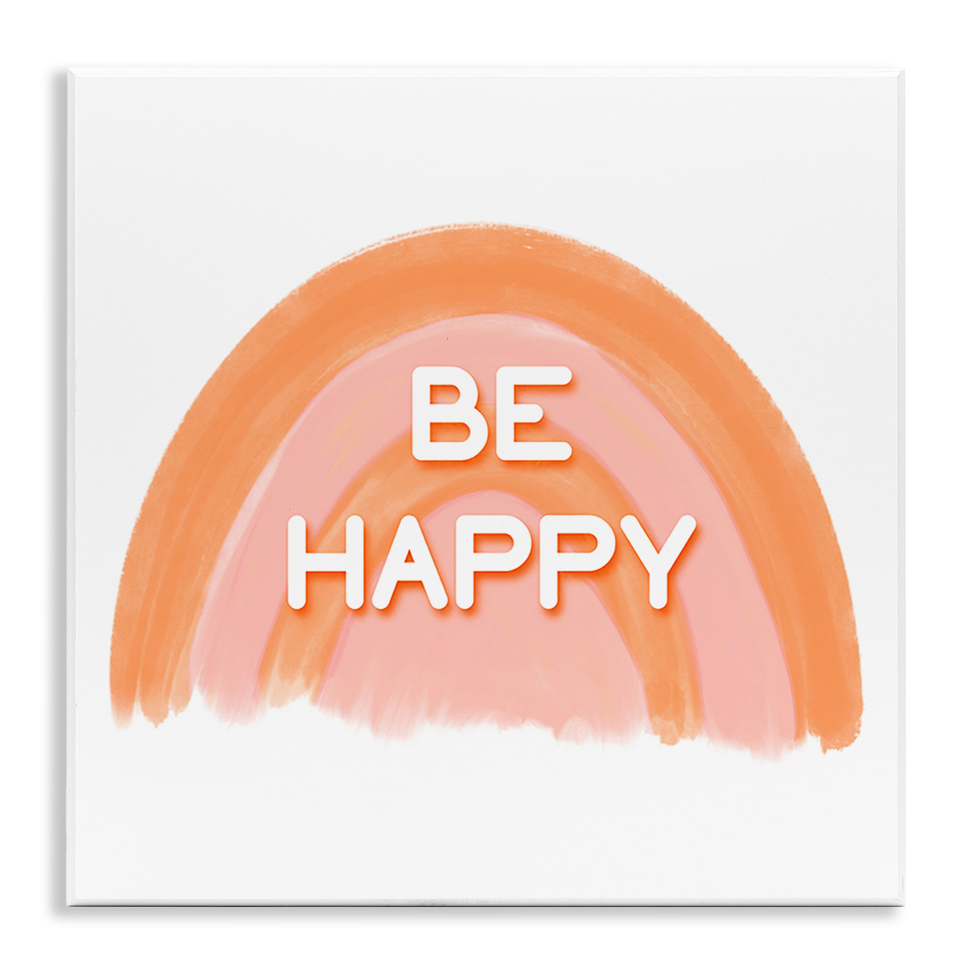 Ebern Designs Orange Be Happy Wall Plaque Art by Amber Clarkson | Wayfair