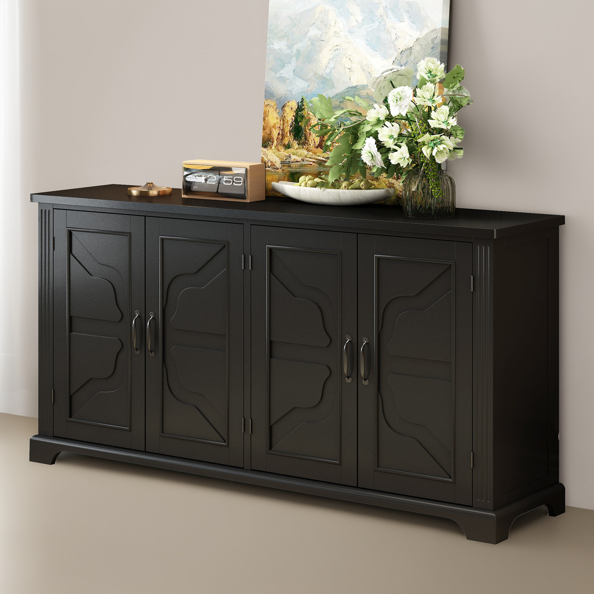 One Allium Way® 62.82" Kitchen Storage Sideboard Buffet Cabinet Console ...
