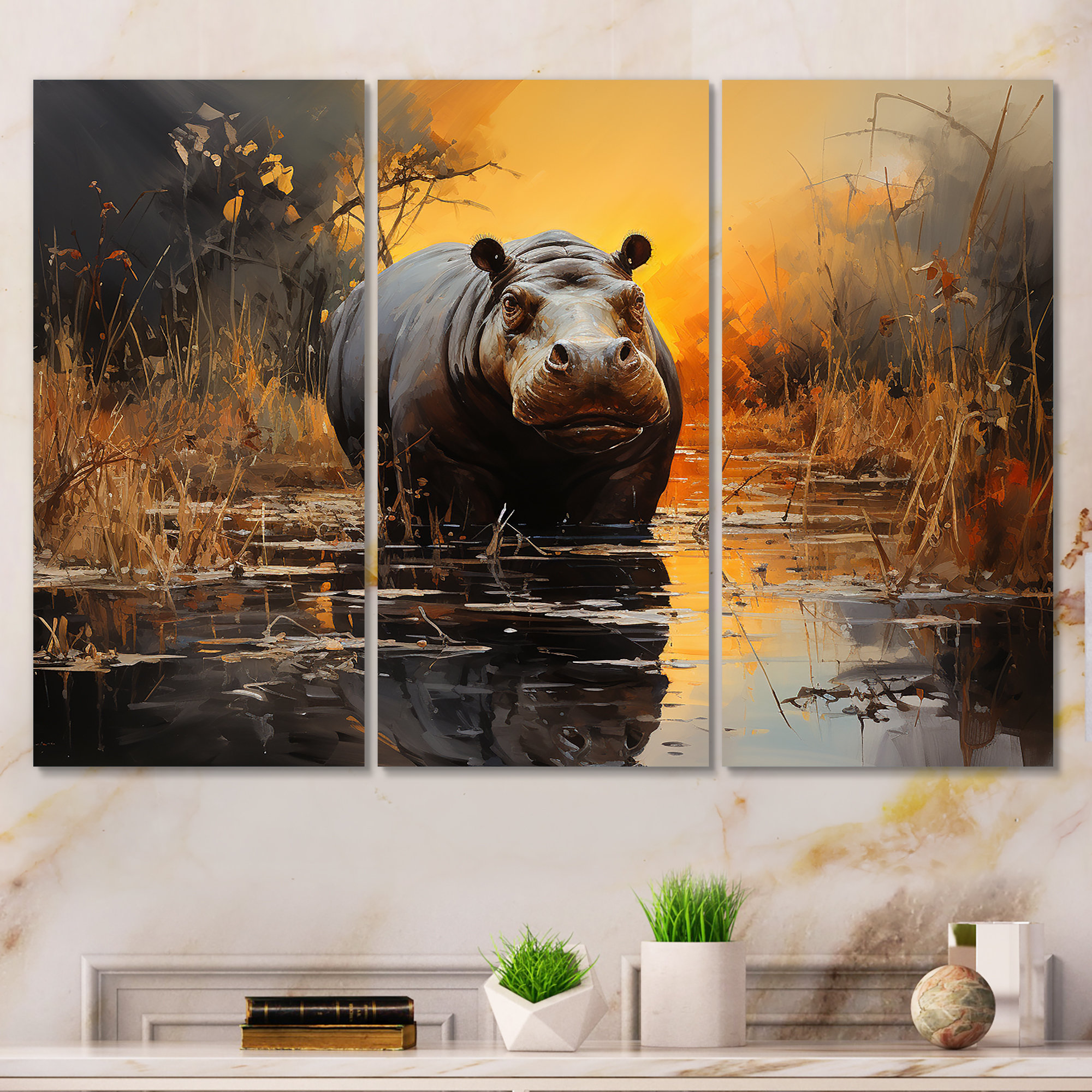 Millwood Pines Hippo The Savanna King 3 - Hippopotamus Wall Art | Wayfair