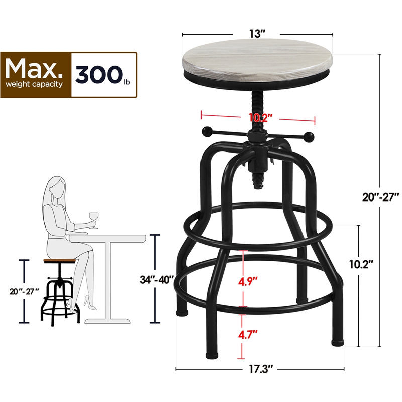 Williston Forge Solid Wood Adjustable Height Bar Stool & Reviews | Wayfair