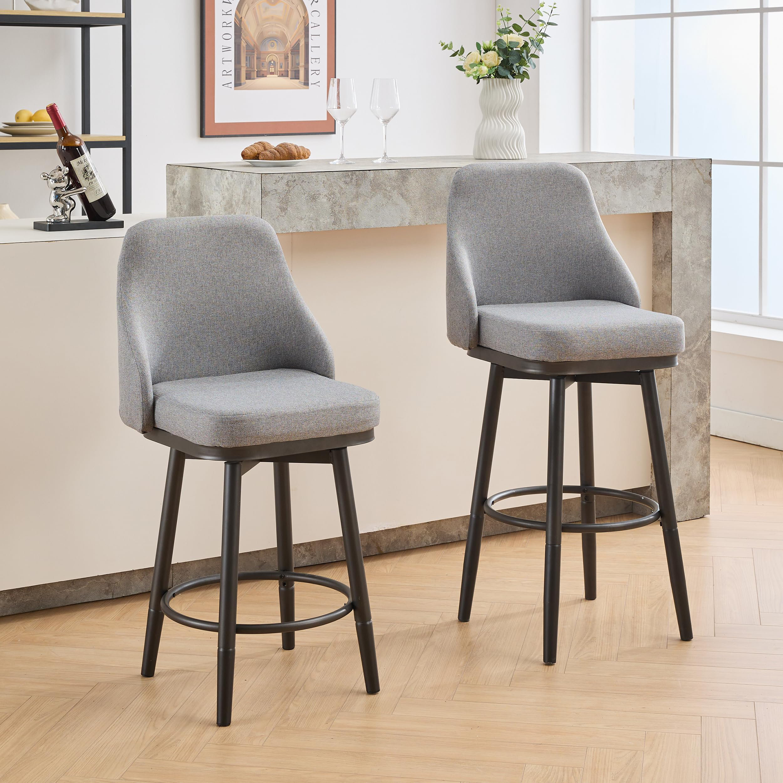 Corrigan Studio® Renn Swivel Counter Stool & Bar Stool with Switchable ...