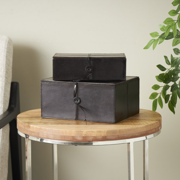 Birch Lane™ Brownsburg 2 Piece Handmade Faux Leather Decorative Box Set ...