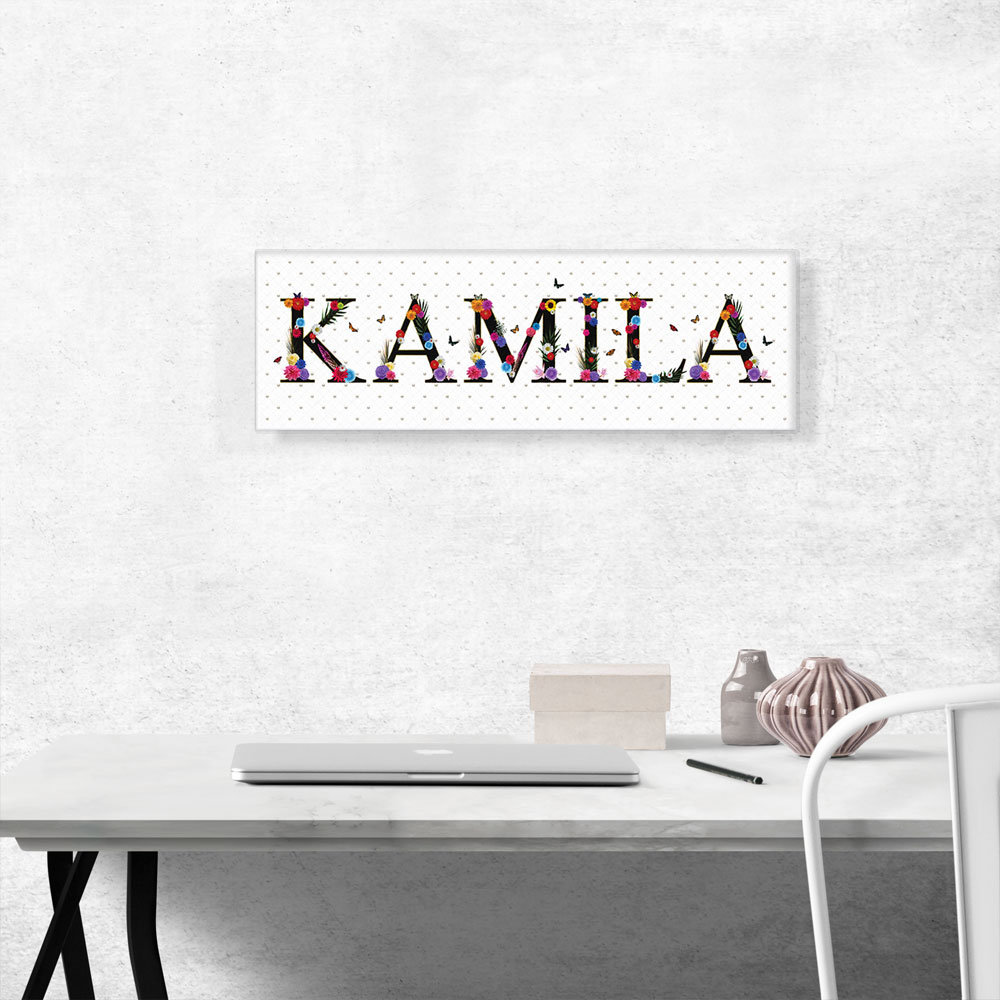 ARTCANVAS KAMILA Girls Name - Wrapped Canvas Panoramic Textual Art ...