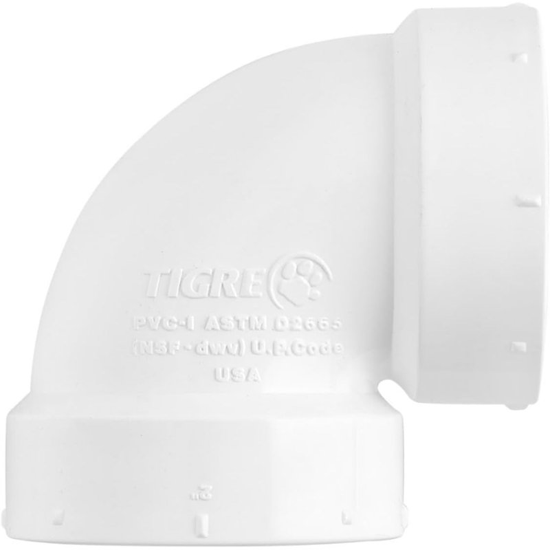 Supply Giant 3 in. White PVC DWV Vent Elbow H x H, PVC Drain, Waste ...
