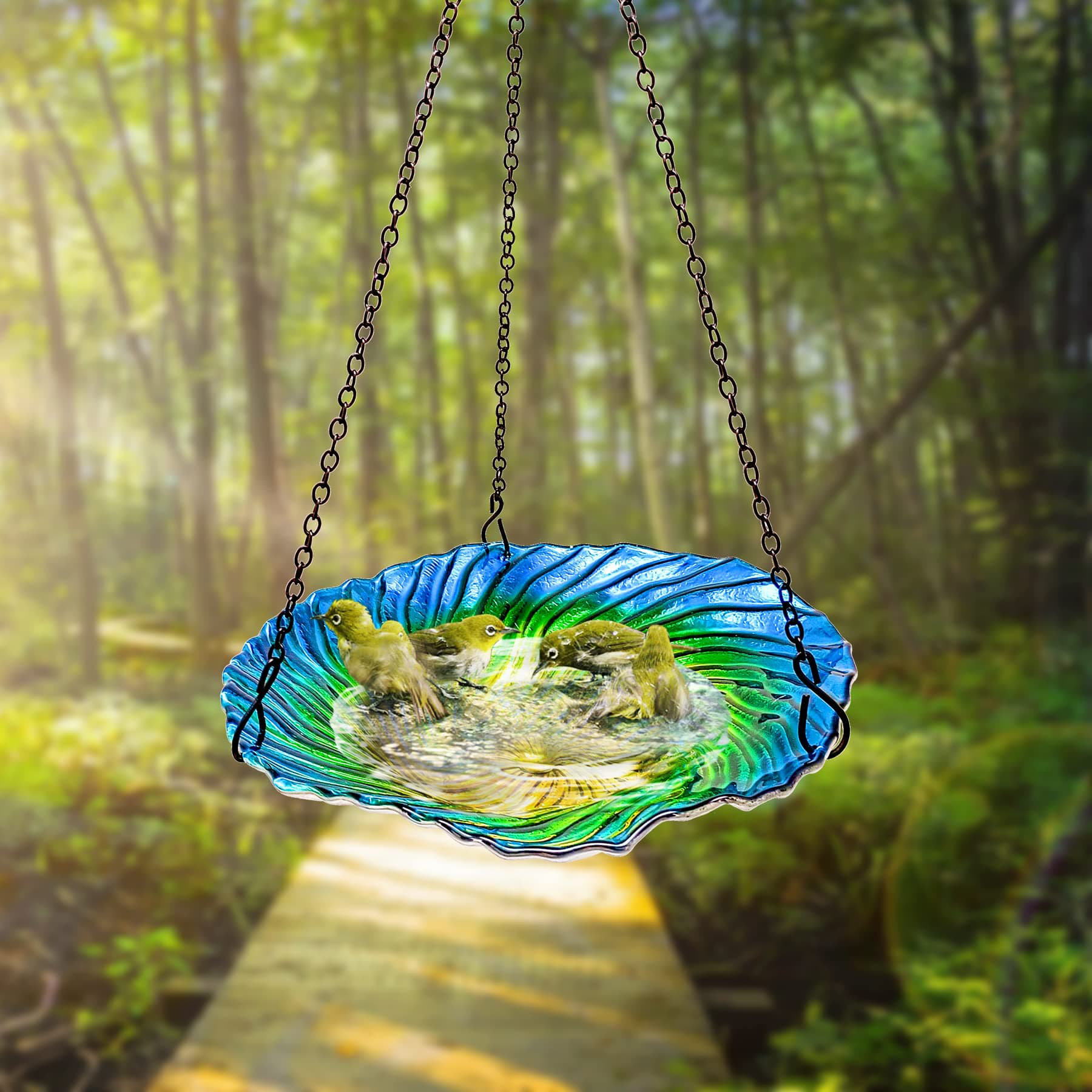 Wrought Studio Anceline Glass Hanging Birdbath | Wayfair