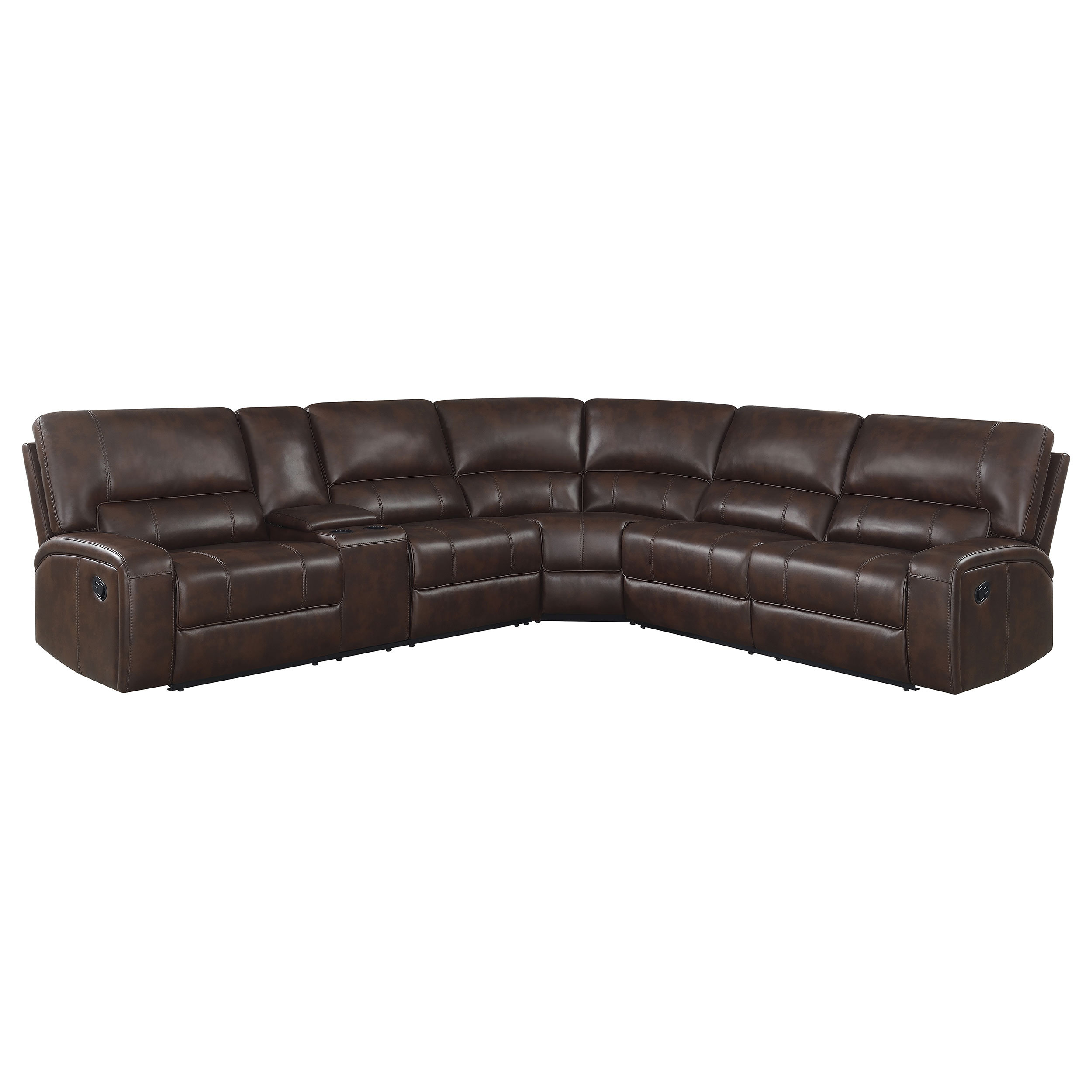ESTETICA FURNITURE 130" Wide Genuine Leather/Faux Leather Symmetrical ...