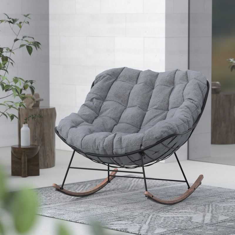 Corrigan Studio® Outdoor Gifty Rocking Metal Chair with Cushions ...