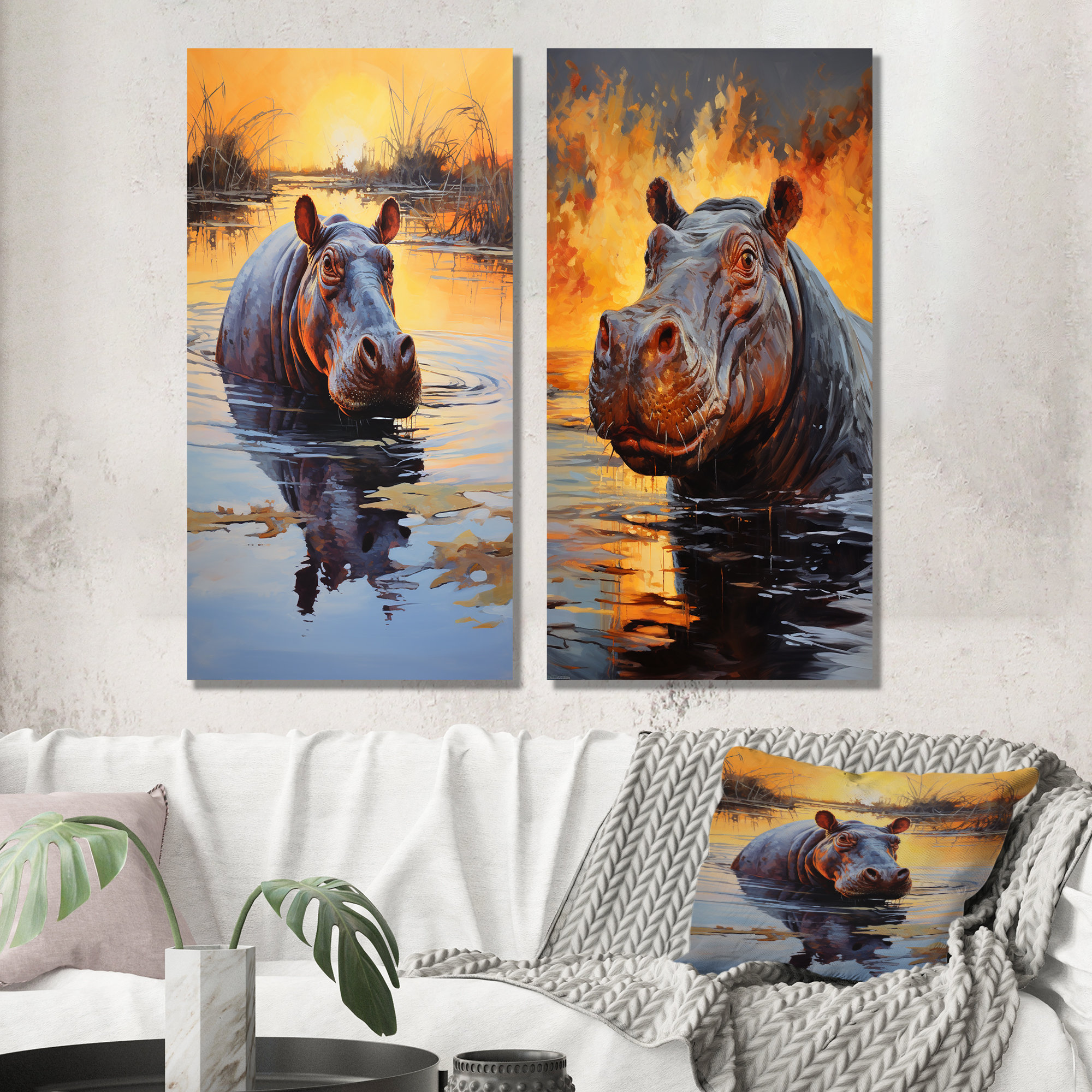 Winston Porter Hippo The Savanna King I - Hippopotamus Canvas Wall Art ...
