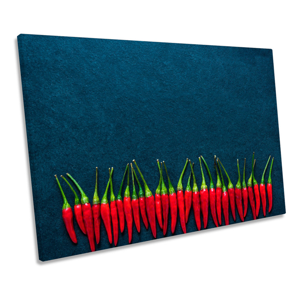Ebern Designs Red Chilli Kitchen Lineup CANVAS WALL ART Picture Print ...