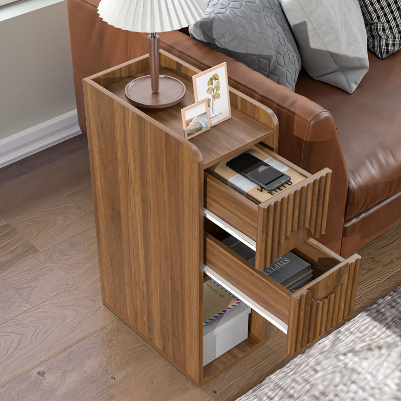 Latitude Run® Fluted End Table Set With Drawers(set Of 2), Farmhouse ...