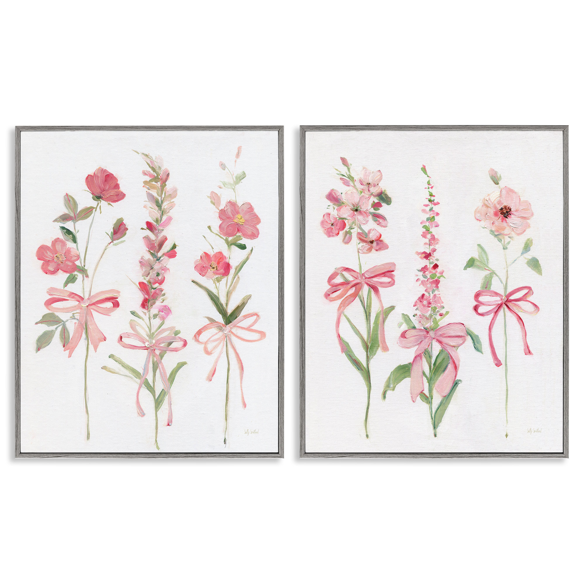 Red Barrel Studio® Soft Fresh Pastel Sprigs 2pc Framed Giclee Set ...