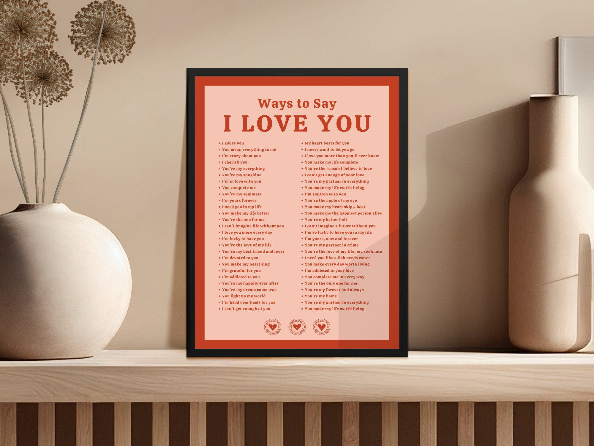 Brayden Studio Ways to Say I Love You Sentiment Unique Wall Decor ...