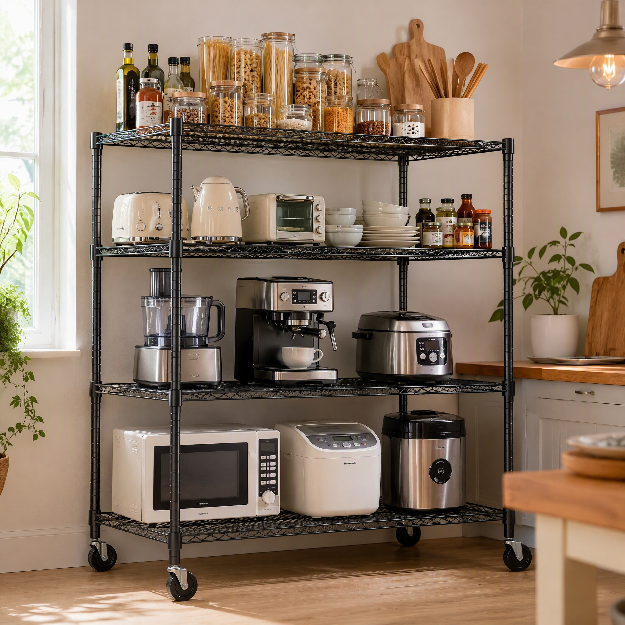 Rebrilliant Heavy Duty Adjustable Wire Shelving Unit with Casters and ...