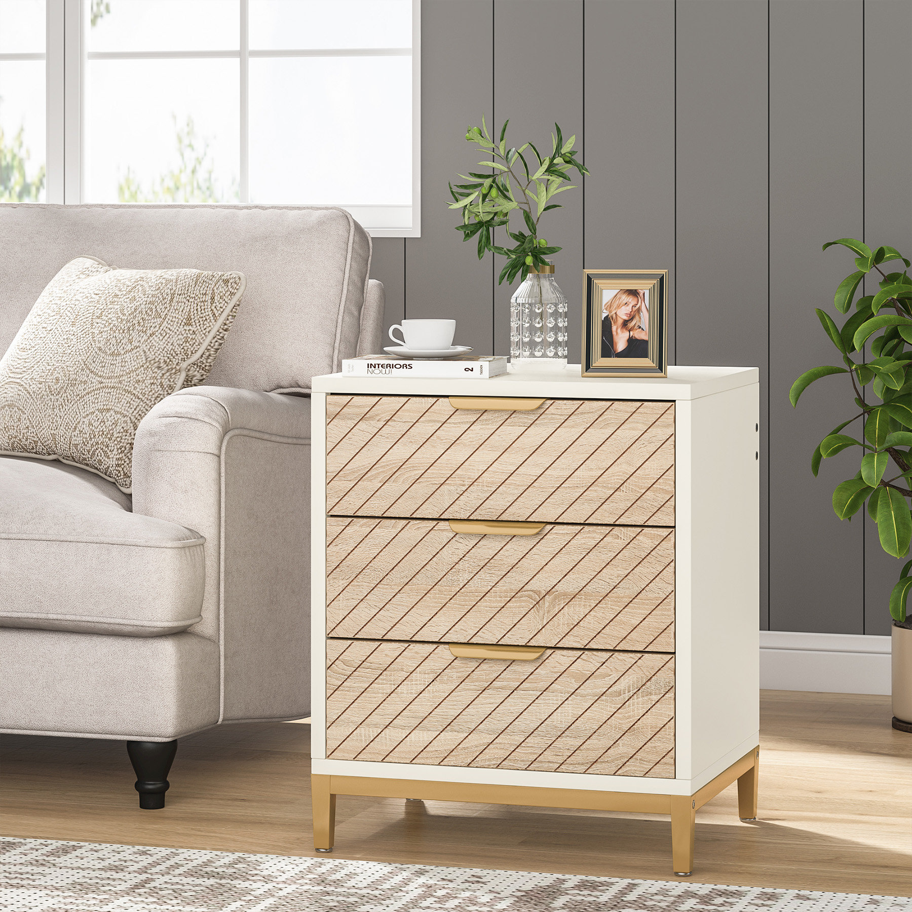 Mercer41 Emily-Kate 3 - Drawer Nightstand in White & Reviews | Wayfair