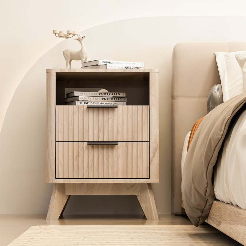 Ebern Designs Table de chevet moderne à 2 tiroirs Lataurus H 24,02 po ...