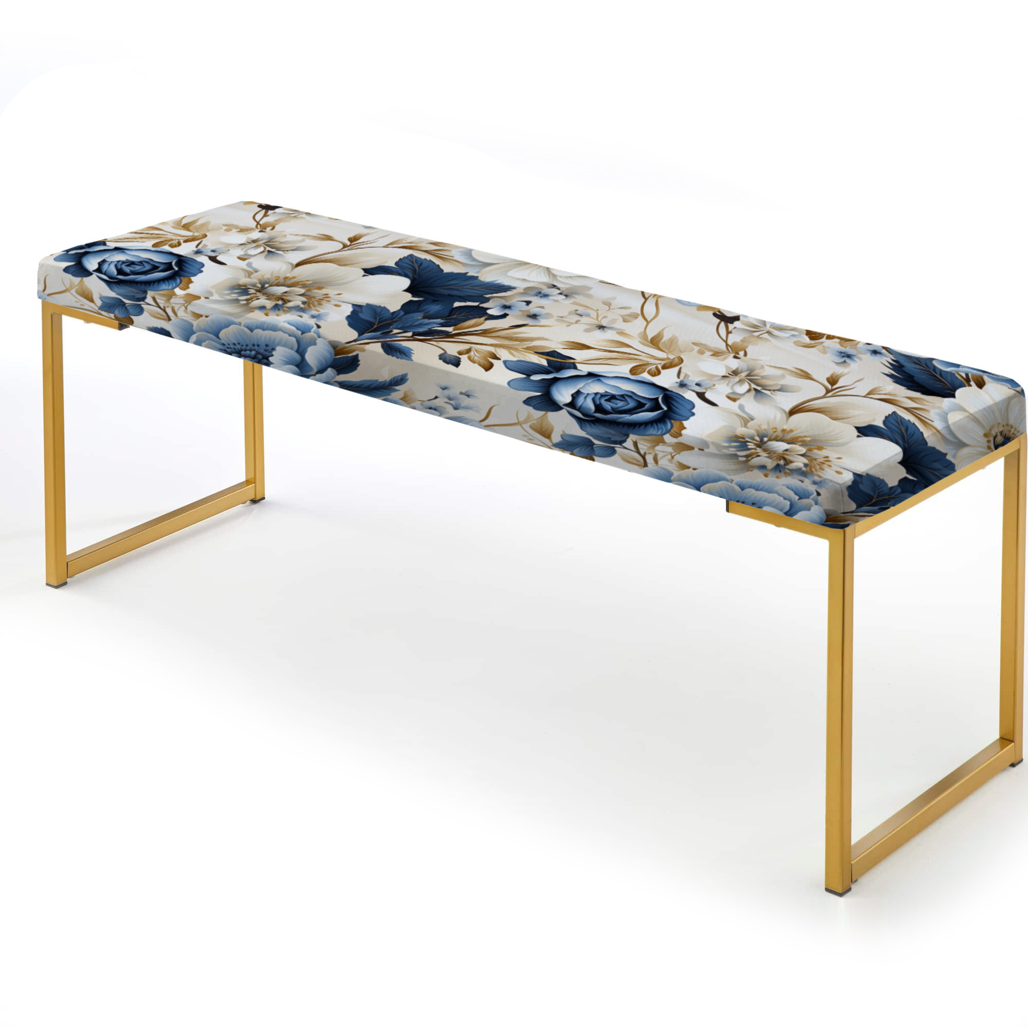 Design Art Blue And White Exotic Floral Canvas - Floral Upholstered ...