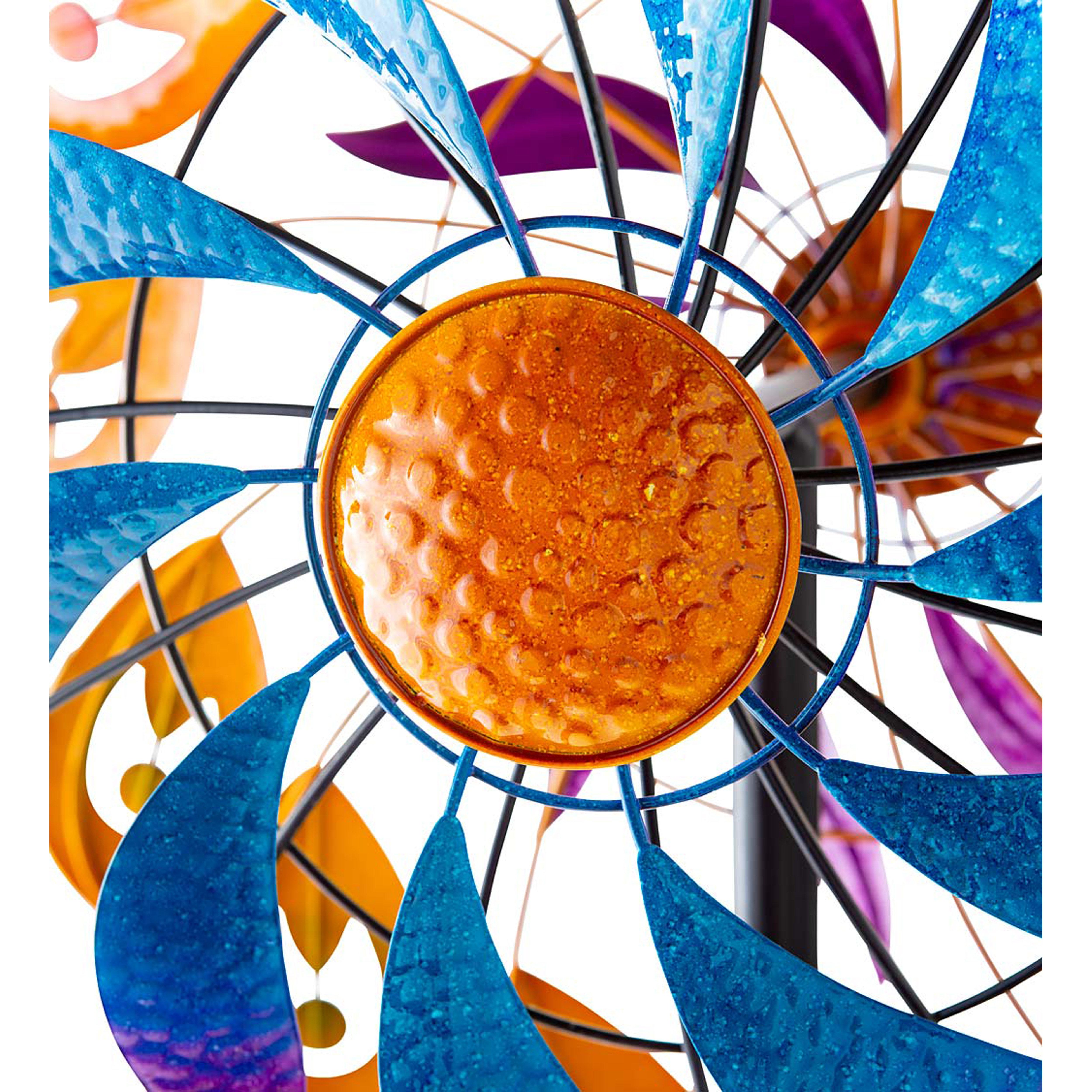 Arlmont & Co. Layland Feather Spiral Spinner with Faceted Garden Stake ...