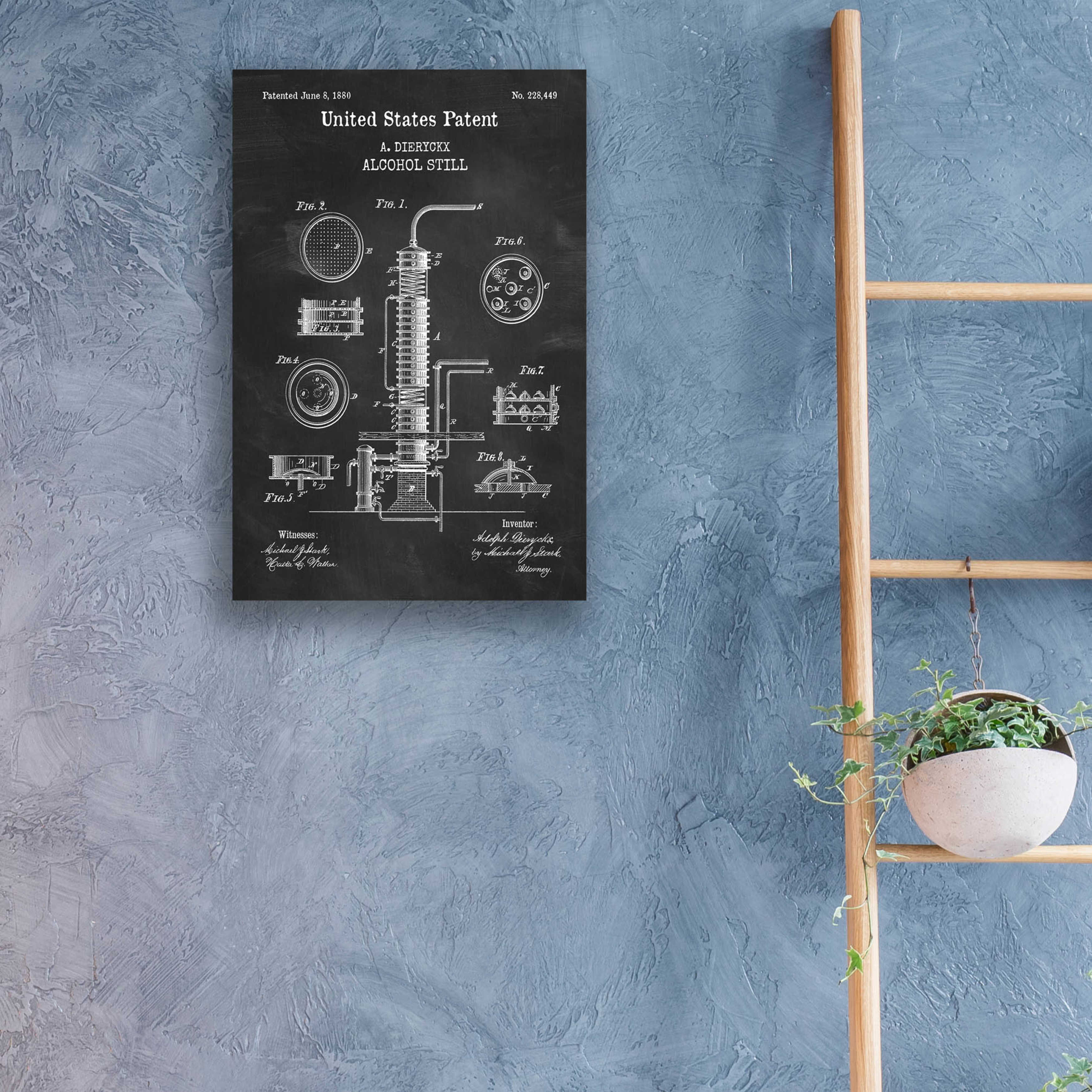 17 Stories Alcohol Still Blueprint Patent Chalkboard - Unframed Graphic ...