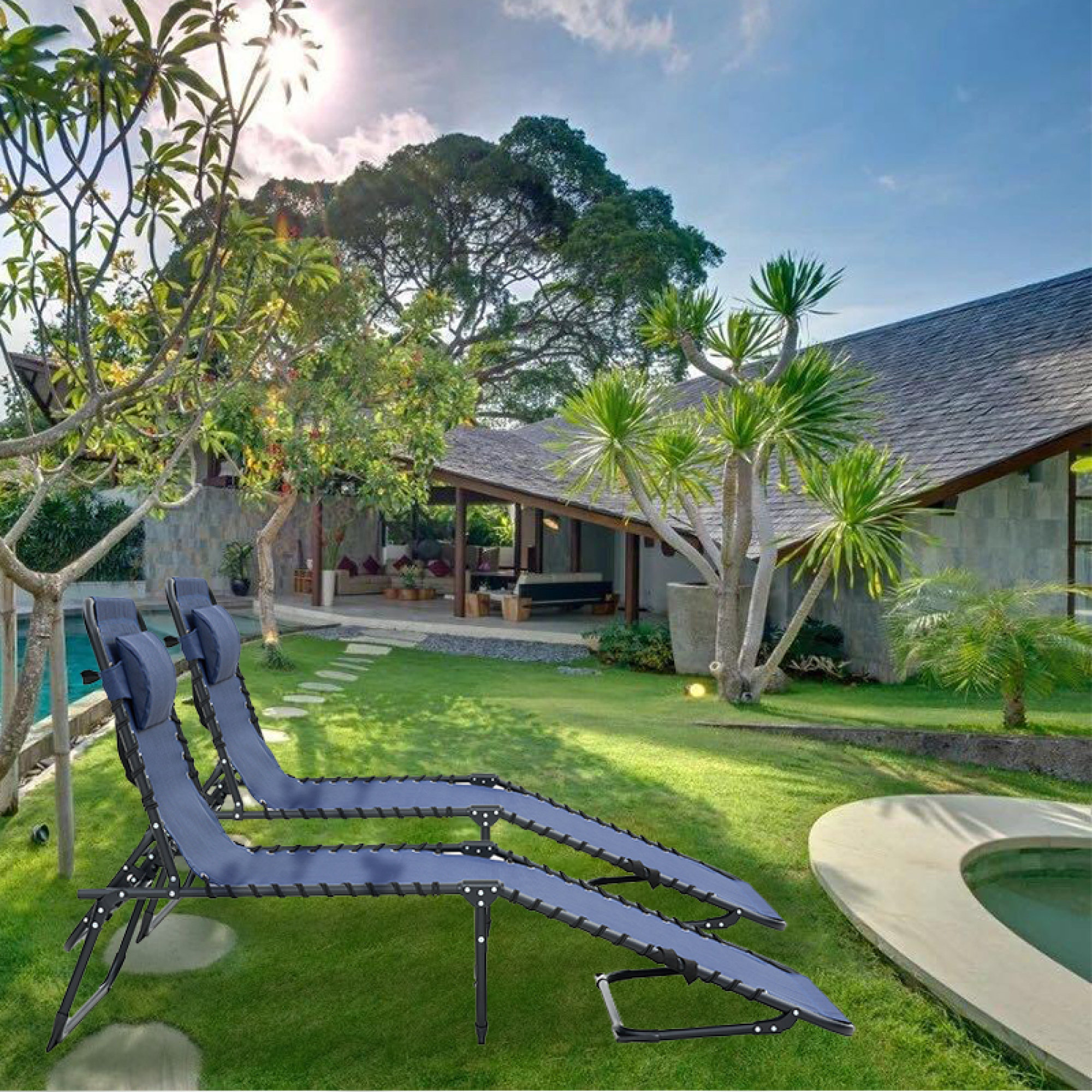 Arlmont & Co. Breathable Mesh Material Folding Lounge Chair Modern ...