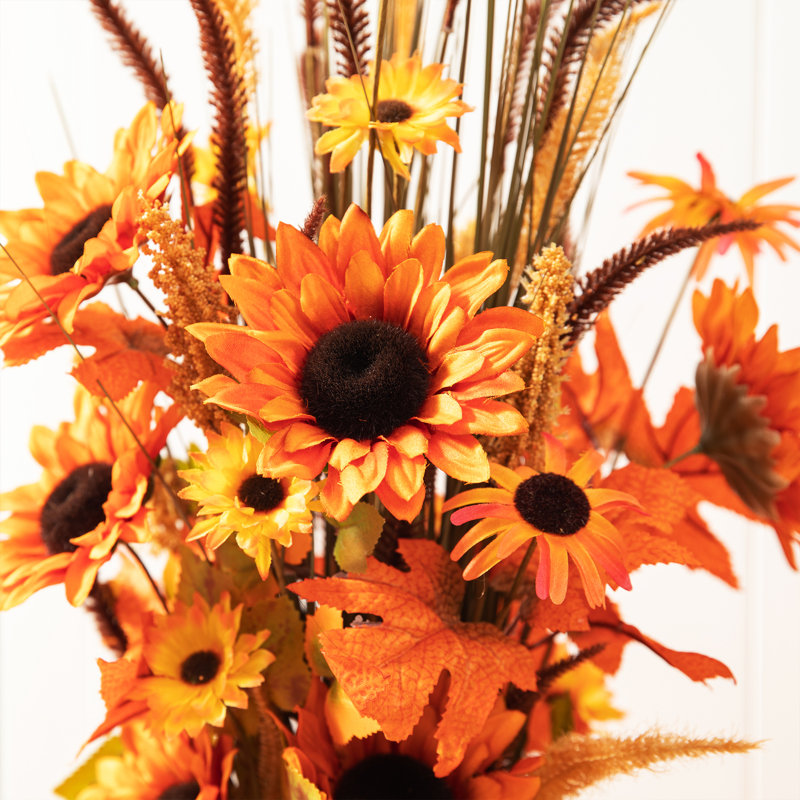 The Holiday Aisle® 39.75"H Fall Sunflower Leaf Potted Tree & Reviews ...