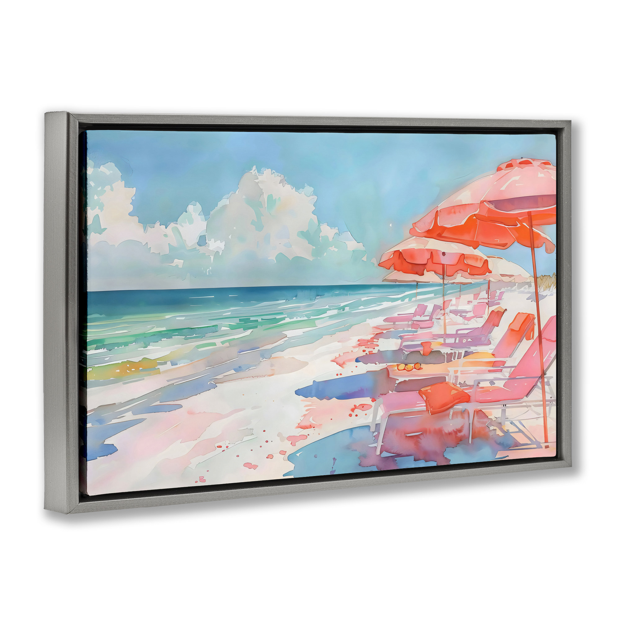 Rosecliff Heights Peach Beach Relaxing Chairs Floating Frame, design by ...