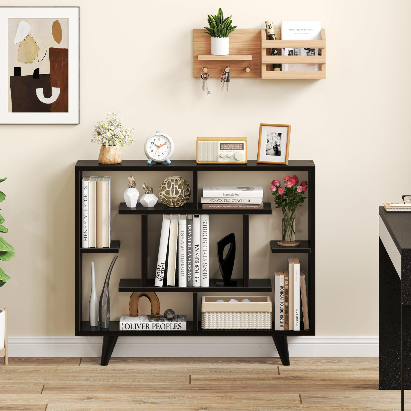 George Oliver Moccha 3-Tier Geometric Book Shelf, Freestanding Bookcase ...
