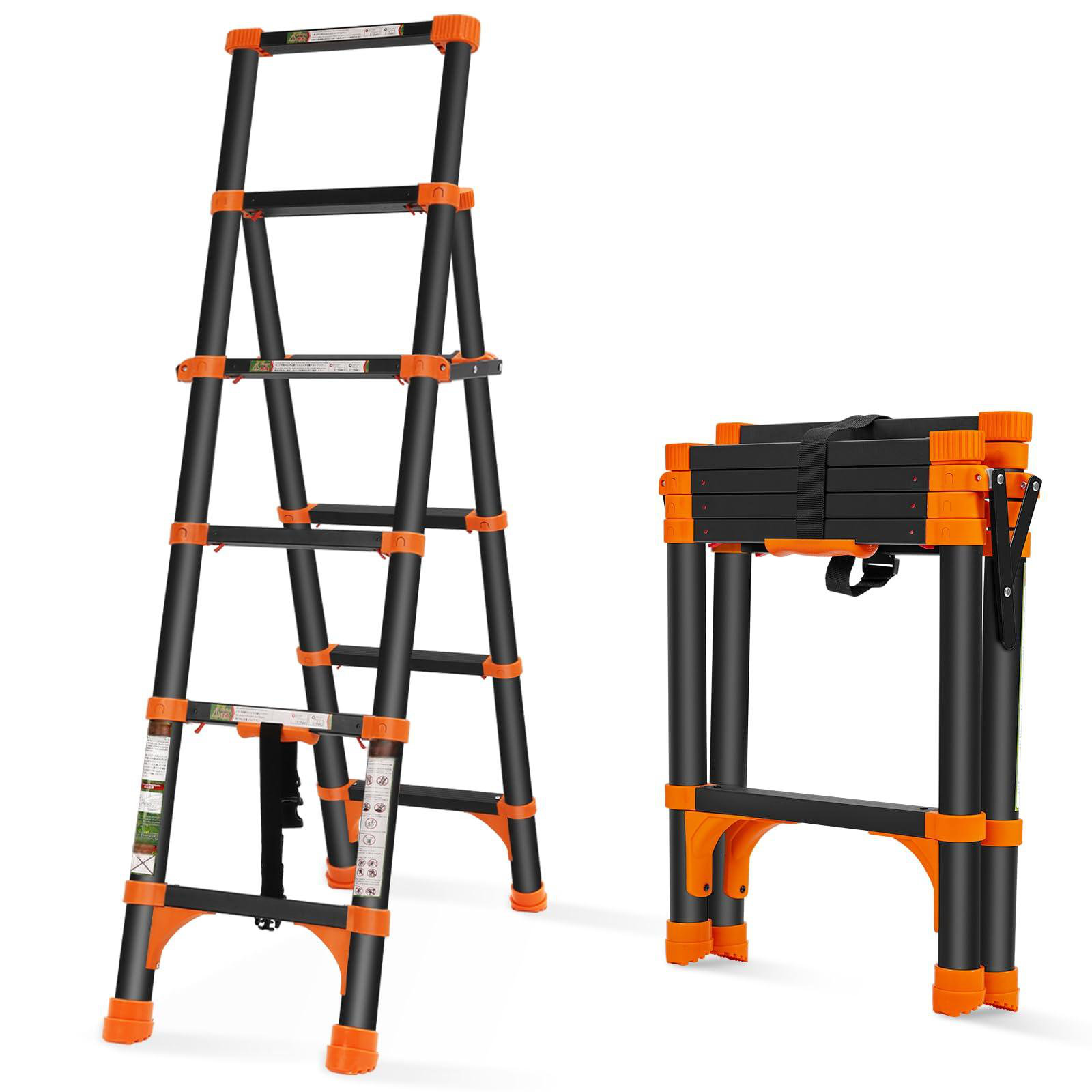 Wrought Studio™ Telescoping Ladder With 1-Button Retraction, Aluminum ...