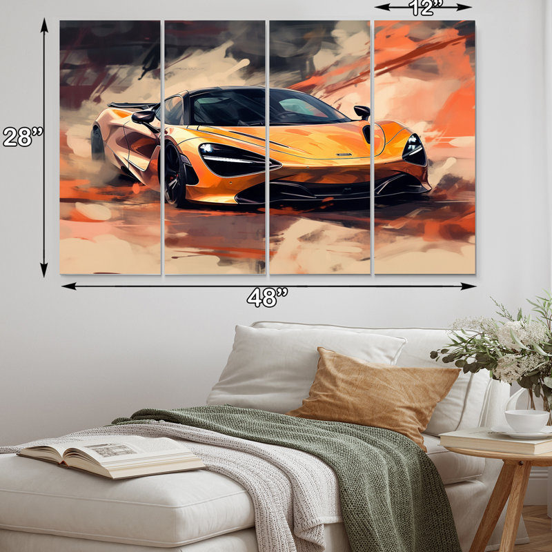 Design Art Orange Exotic Car on Offroad I - Muscle Car Metal Wall Decor ...