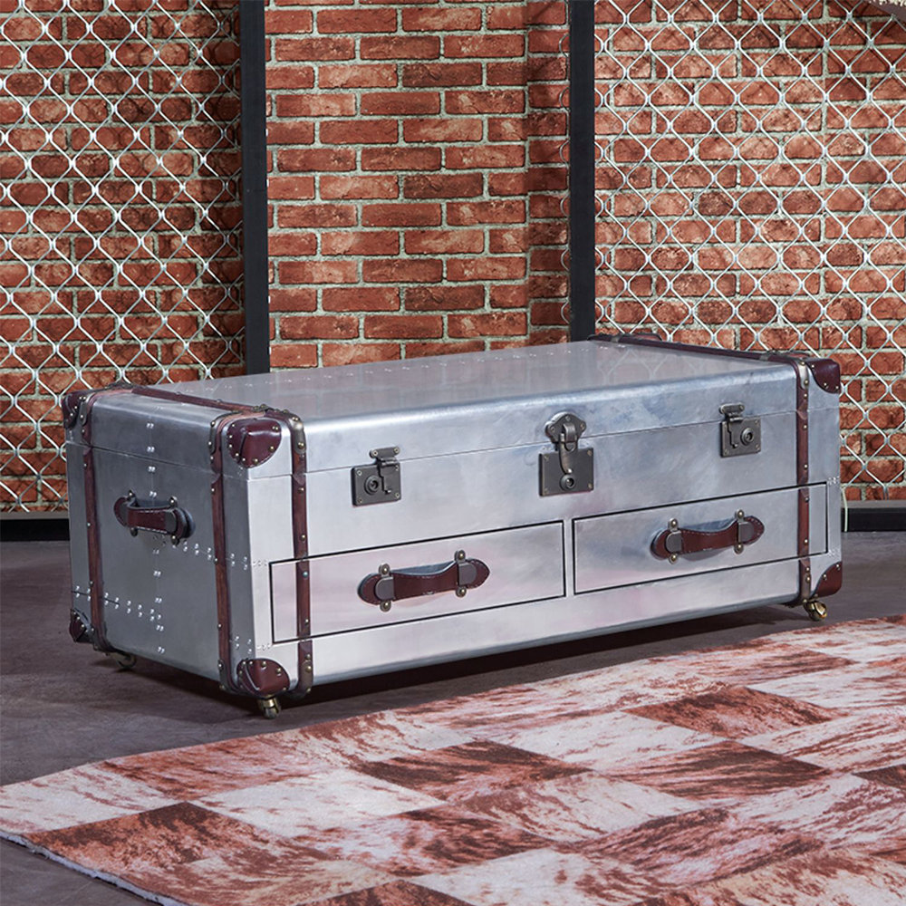 Jes Design Vintage Aluminum Luggage Coffee Table Coffee Table | Wayfair