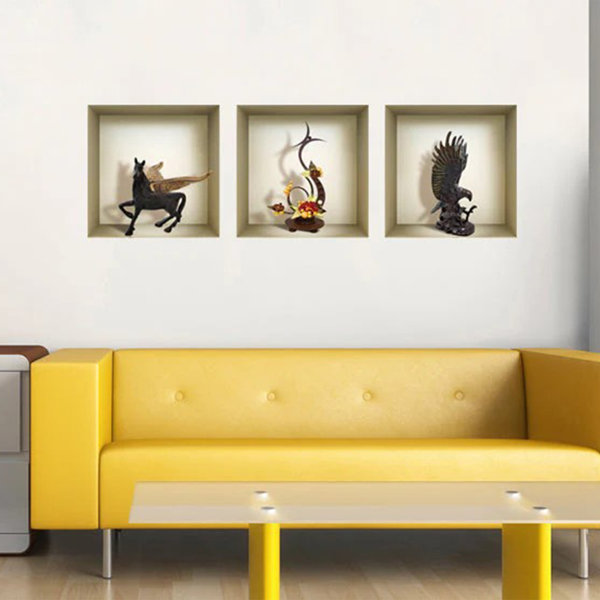 Alcott Hill® 3D Niche Wall Art Decals - 3 Pieces | Easy To Apply ...