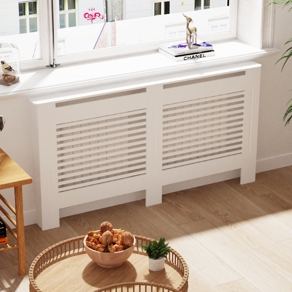 LUVODI 39" Tall Horizontal Slats Radiator Cover Wood Cabinet Modern ...