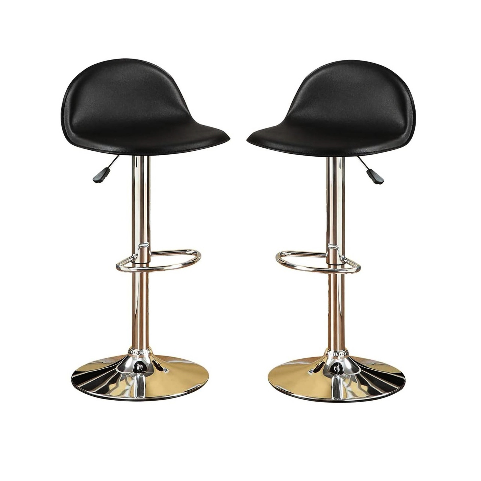 Ivy Bronx Metal Frame Adjustable Stool In Black With Faux Leather ...